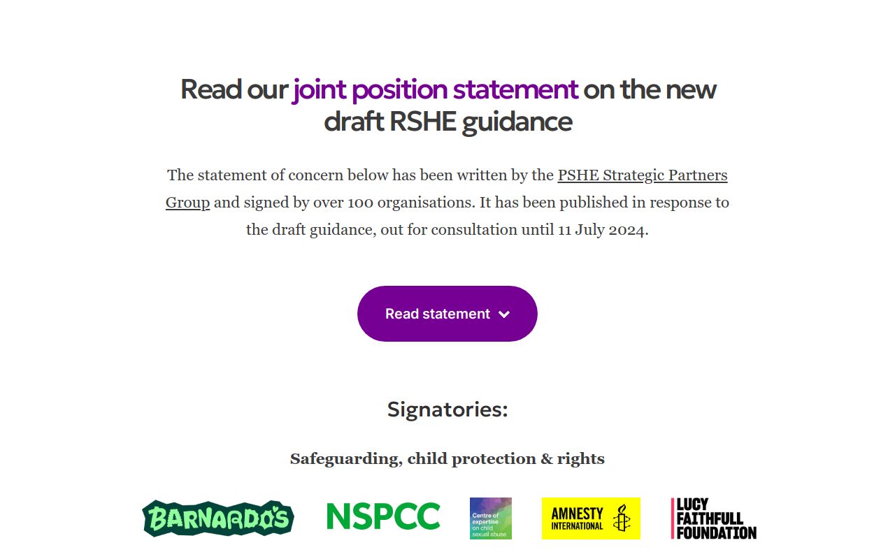 RSHE guidance joint statement